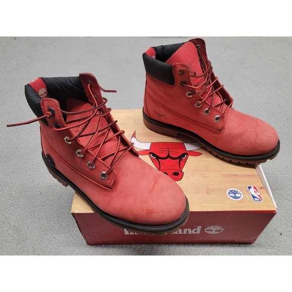 Timberland | Shoes | Chicago Bulls Timberland Boots Boys 7 Red Black ...